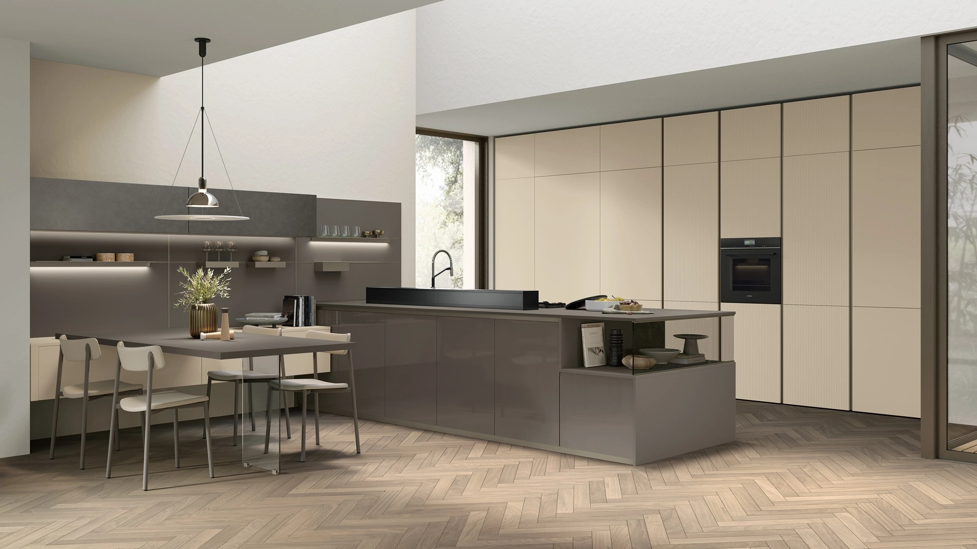 Cucina Moderna con penisola Shade Lab 09 di Lube